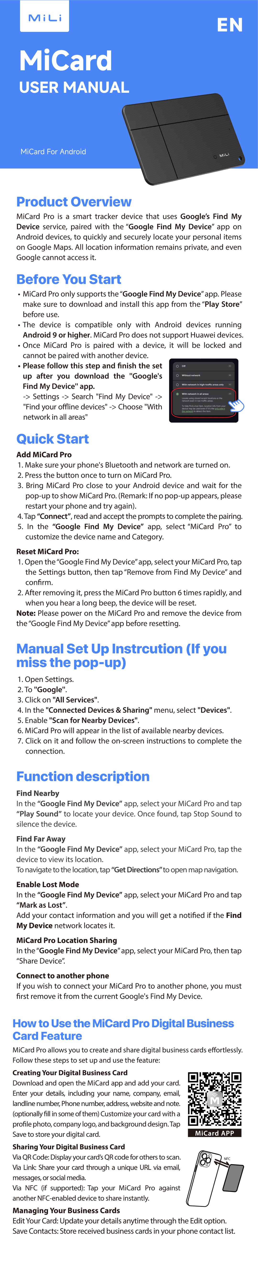 MiCard Pro Android Manual English – MiLi